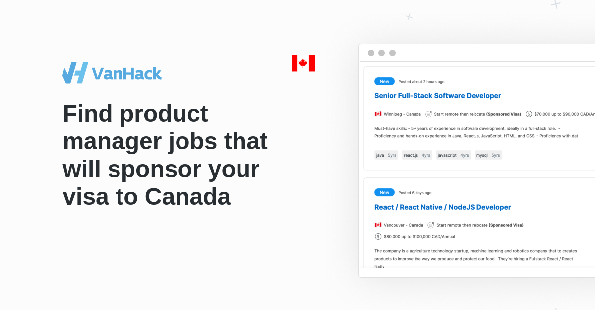 Product manager jobs in Canada - VanHack